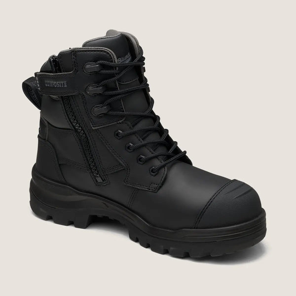 Blundstone 8561 Unisex RotoFlex Black Zip Side Safety Boot - Tuff-As ...